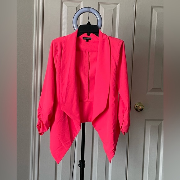 Shinestar | Tops | Neon Pink Blazer | Poshmark